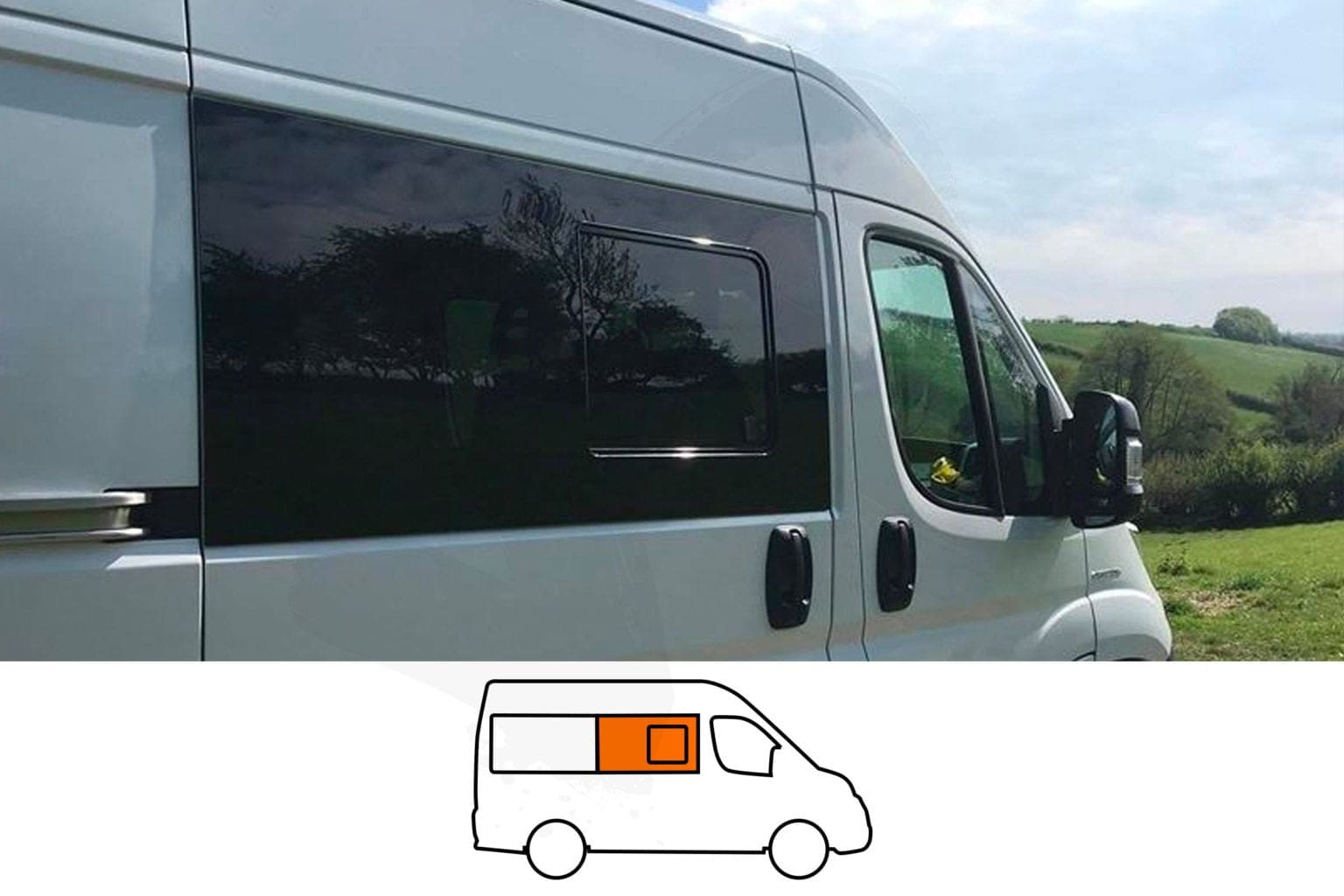 Citroen Relay (SWB L1) O/S Front Opening Window In Privacy Tint - VanPimps