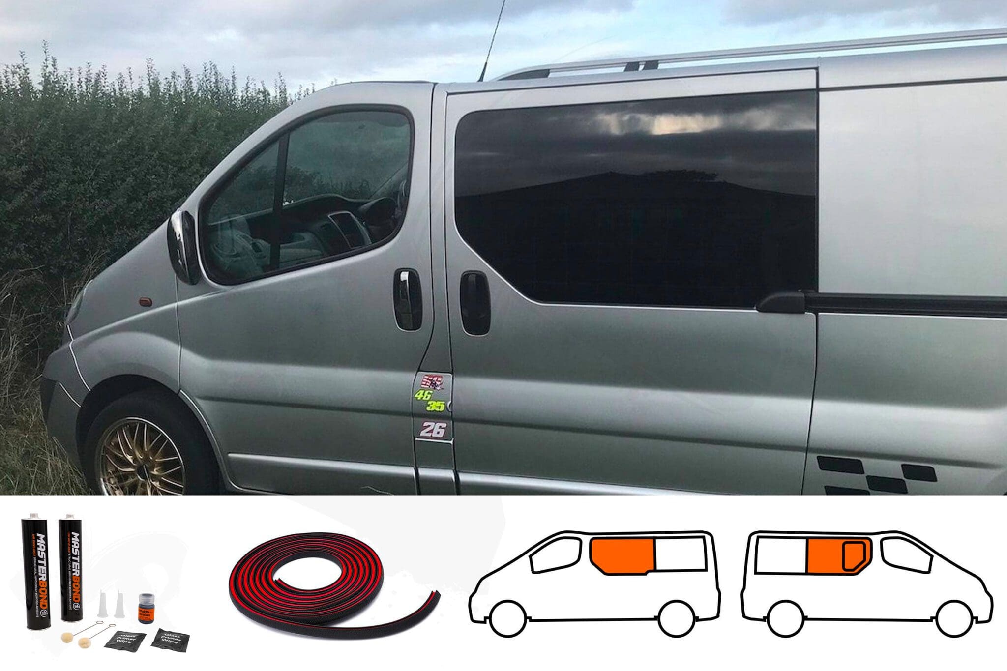 Renault Trafic N/S Front Fixed & O/S Front Opener Window Package (With ...