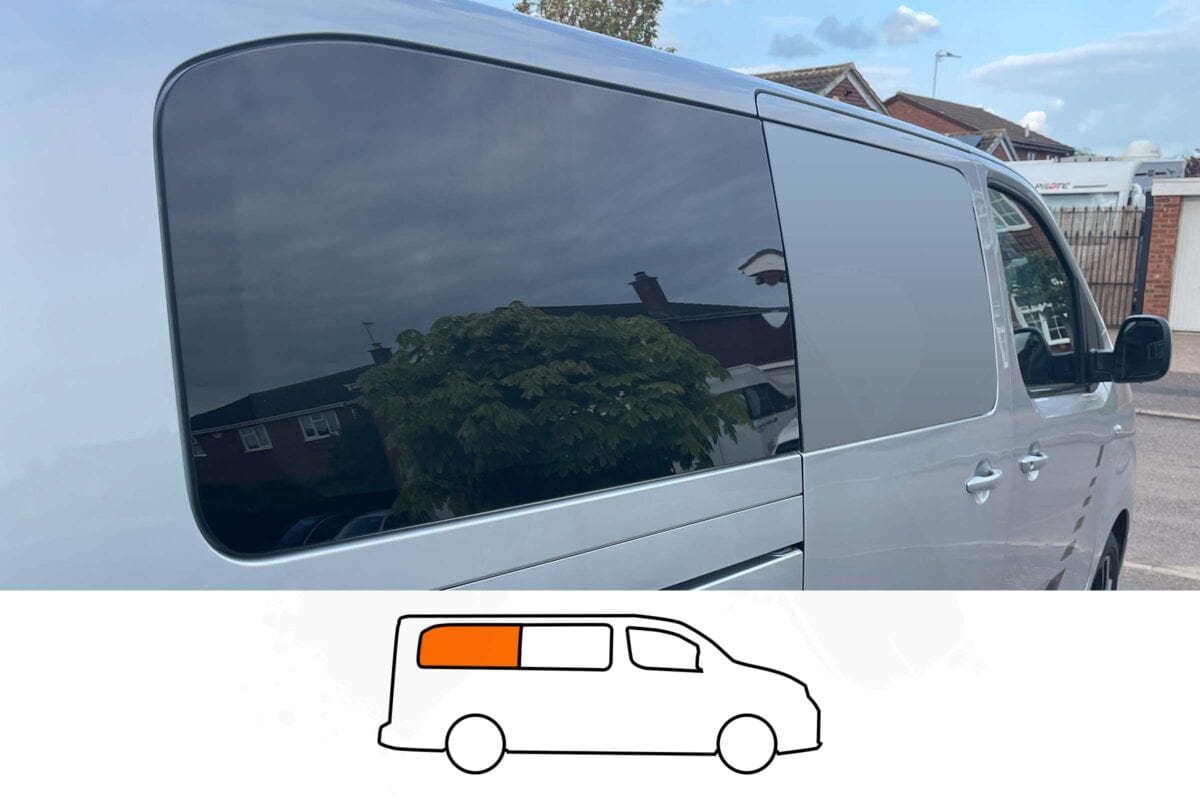 Vauxhall Vivaro 19> (LWB) O/S Rear Fixed Window In Privacy Tint - VanPimps