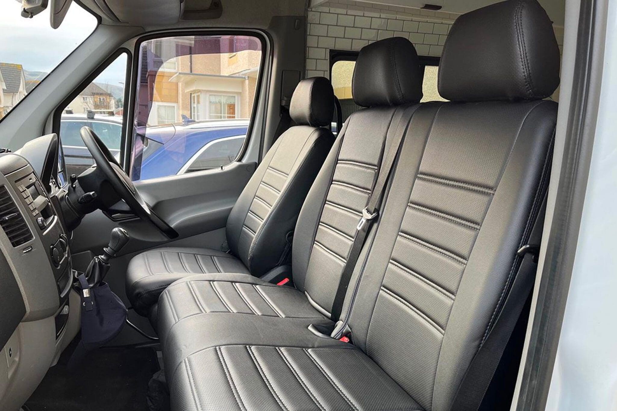 Mercedes Sprinter 19> Punched Leather Style Seat Covers - Black